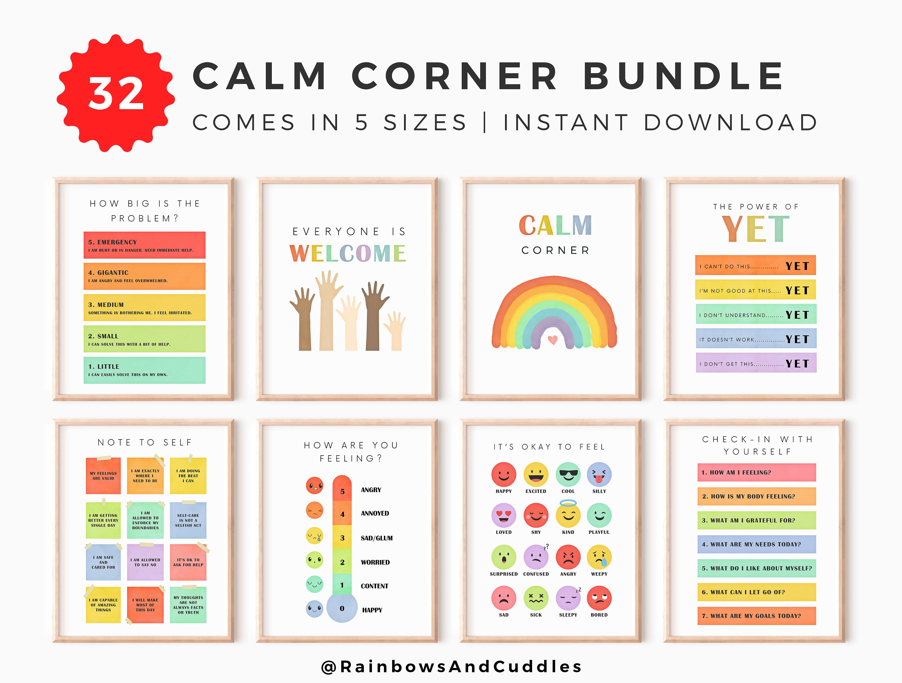 32 Calm Corner Autism Printable Bundle Calming Corner Posters Peace ...