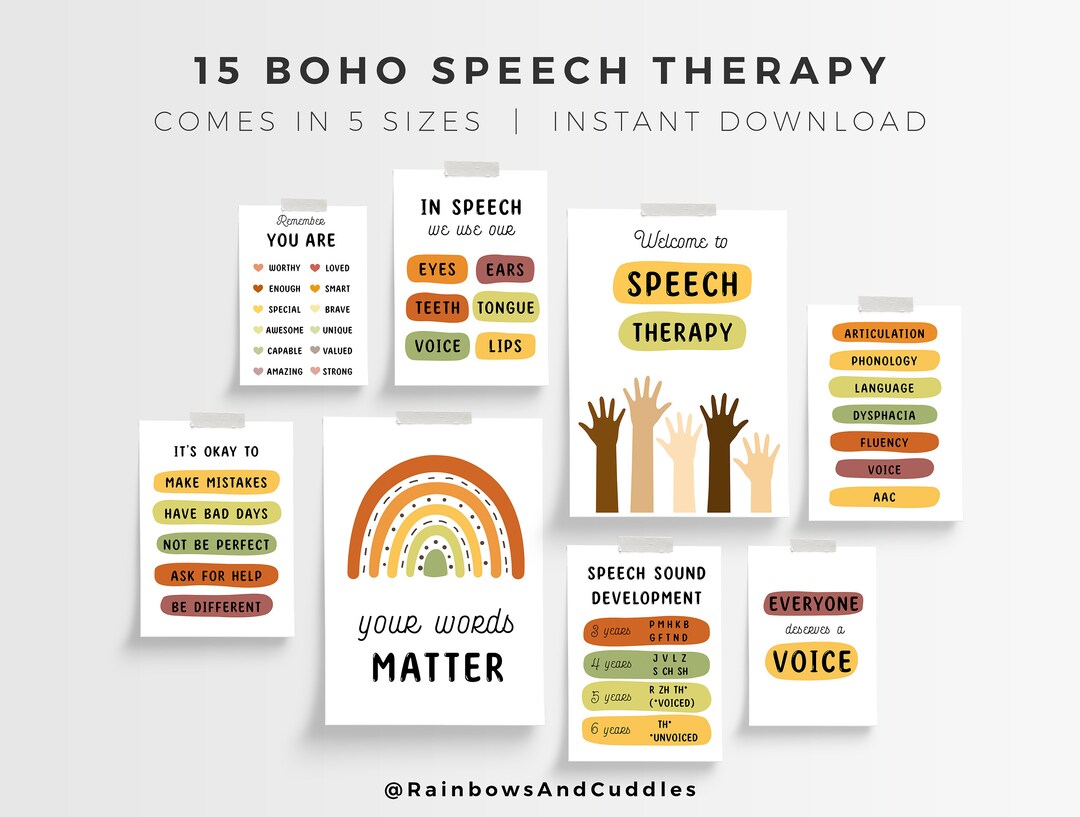 Speech Therapy Poster Boho Speech Therapy Room Decor Speech - Etsy