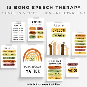 Speech Therapy Poster Boho Speech Therapy Room Decor Speech - Etsy
