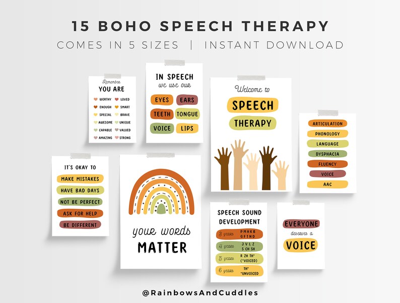 Speech Therapy Poster Boho Speech Therapy Room Decor Speech - Etsy