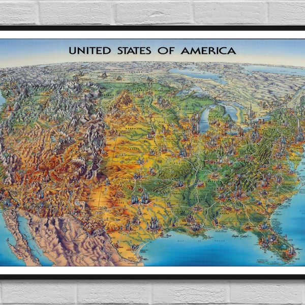 Vintage Usa Map - Etsy