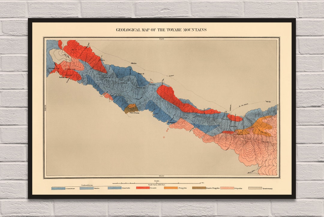 Geological Map Digital Poster / Terrestrial Minerals Fine Art Geography ...