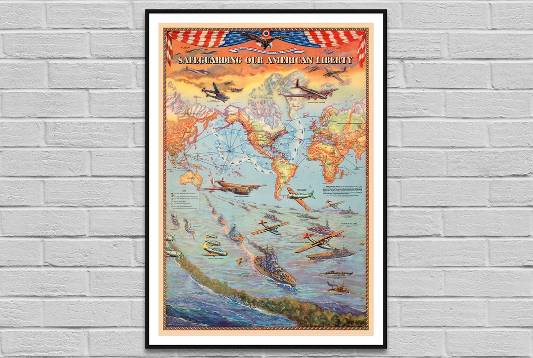 American Liberty Digital Poster / Old Warplanes Warships Battlefield ...