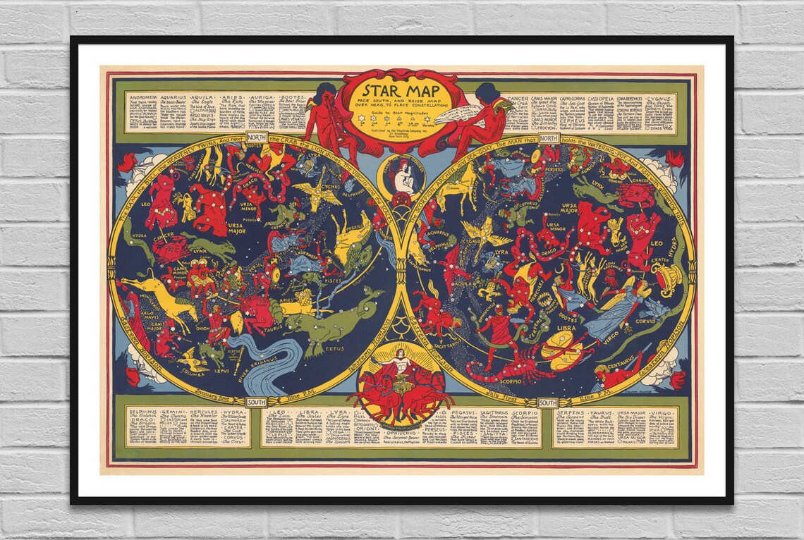 Star Map Digital Poster / Large Constellations Cosmos Fine Art / Wall ...