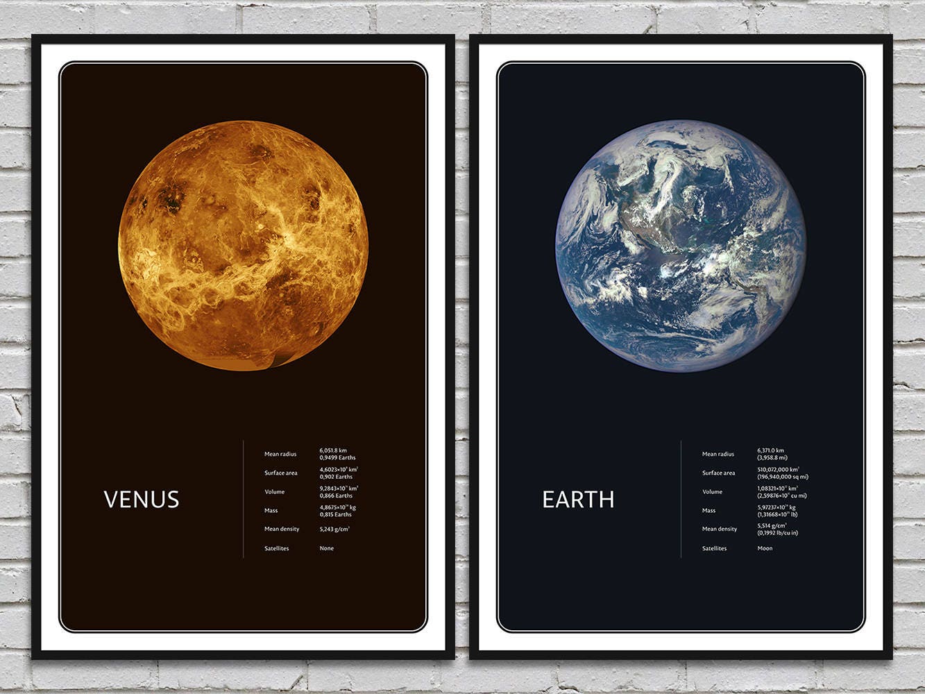 Set of 10 Digital Posters on Space Themes / Sun, Mercury, Venus, Earth ...