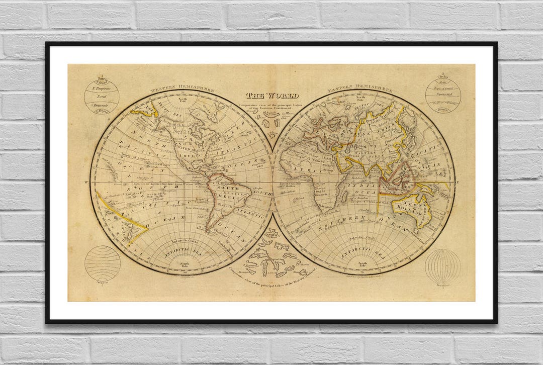 The World 1832 / Old Map Digital Poster / Vintage Poster / Printable ...