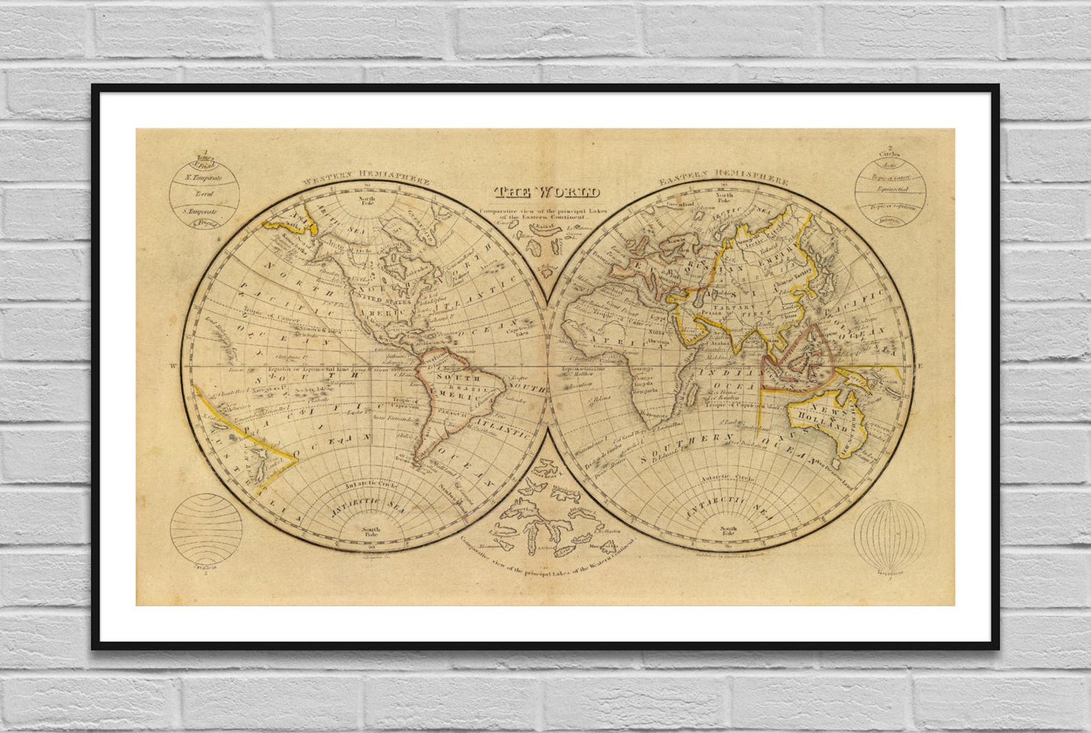 The World 1832 / Old Map Digital Poster / Vintage Poster / Printable ...