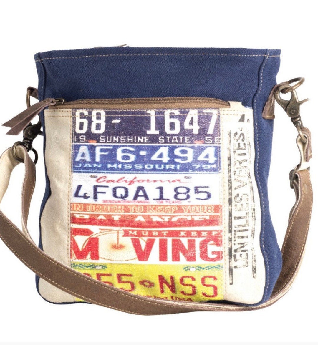 Retro, Soho, Canvas Leather License Plate Crossbody Handbags or ...