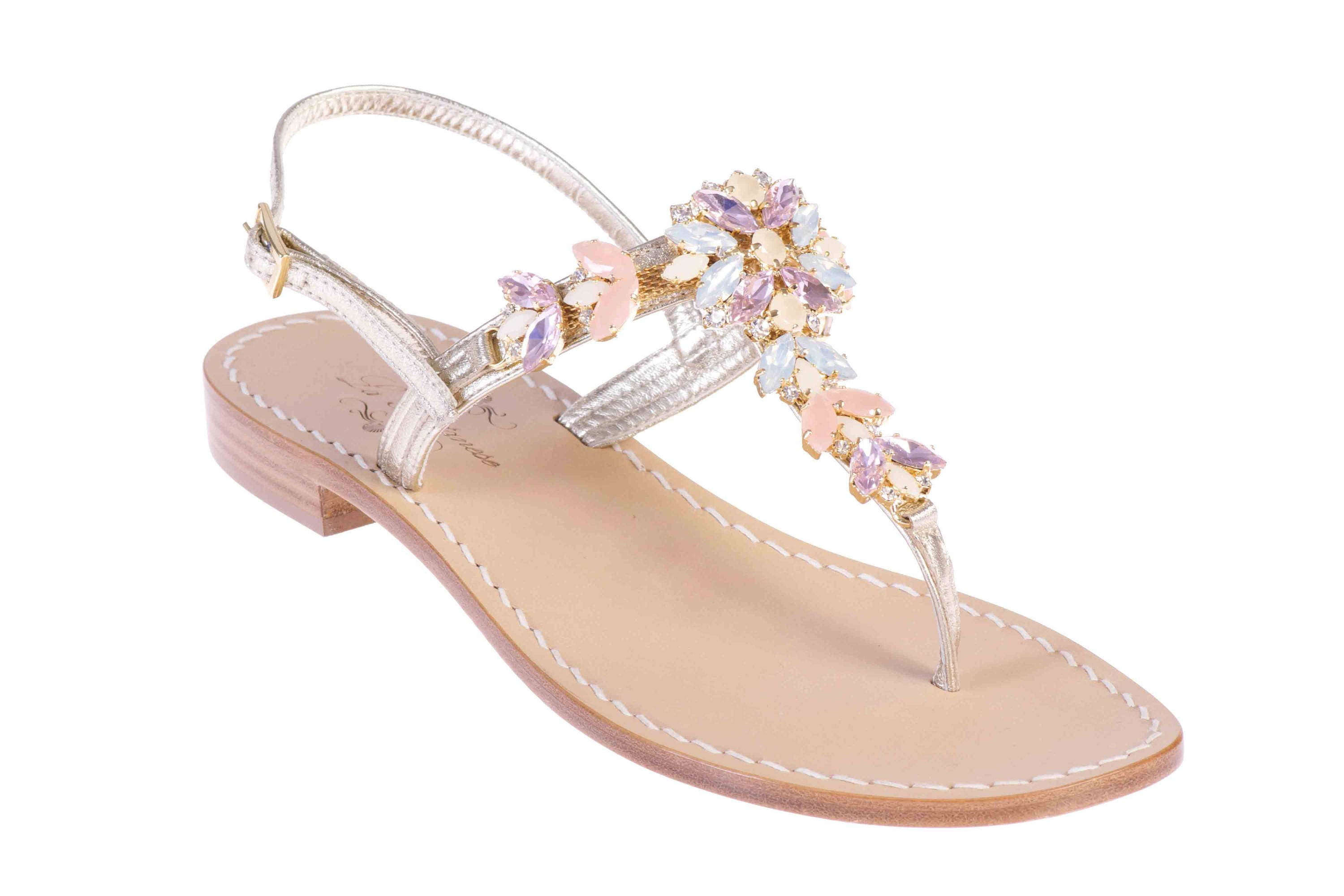 MADE IN ITALY Italian Artisan Jeweled Sandals W Tuscan Leather. Pink ...