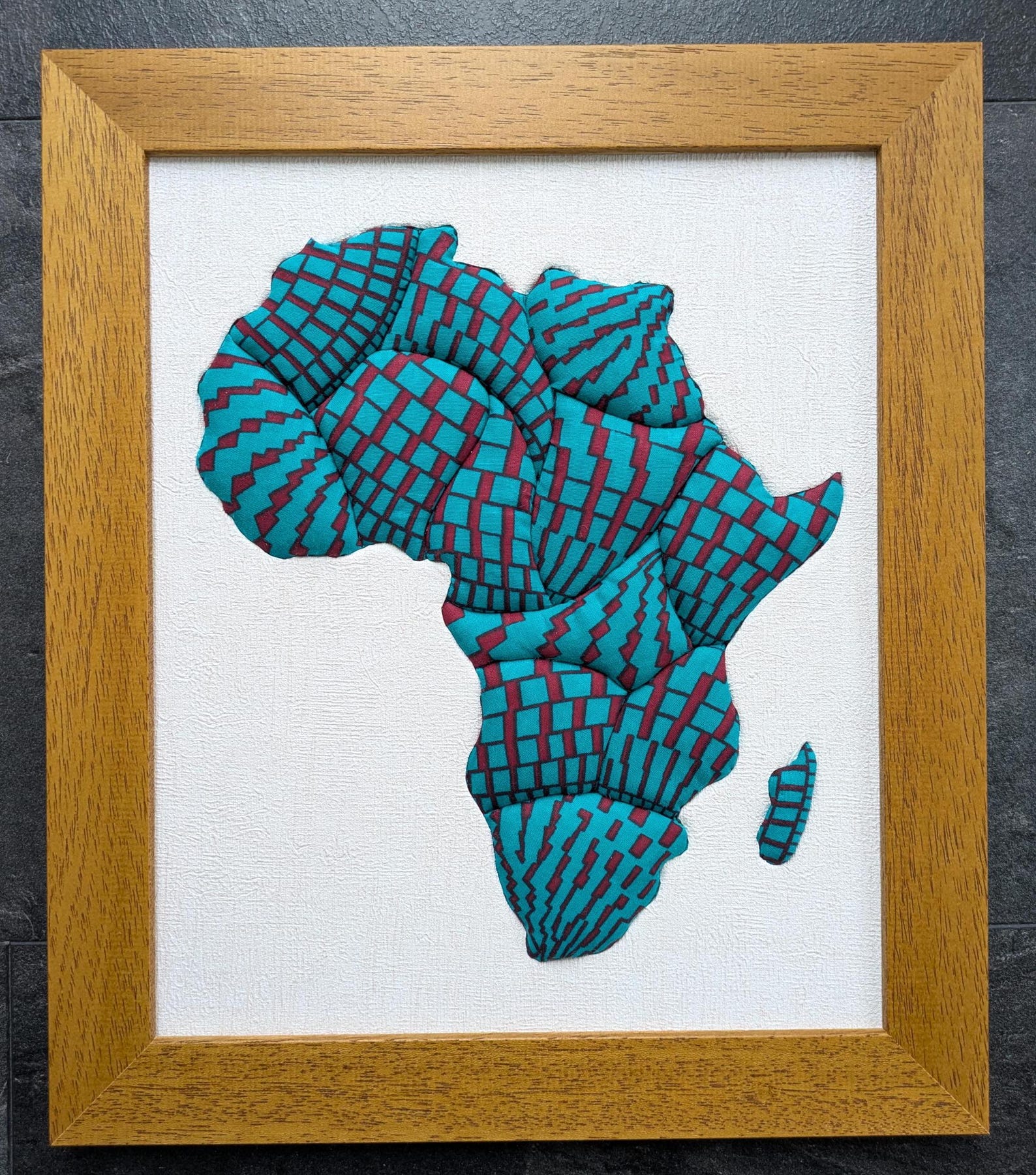 Africa Map - African Art - African Fabric Art - Textile Art - Framed ...