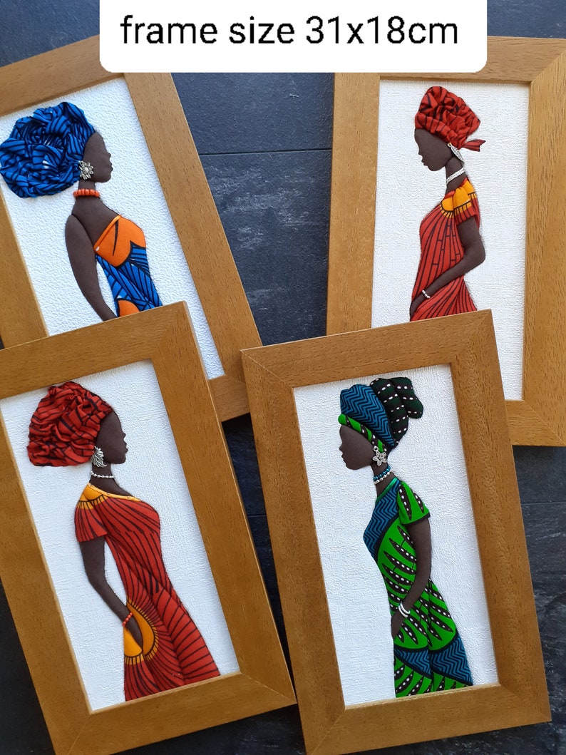 African Fabric Wall Art Gift African Fabric Picture African Wax Print ...