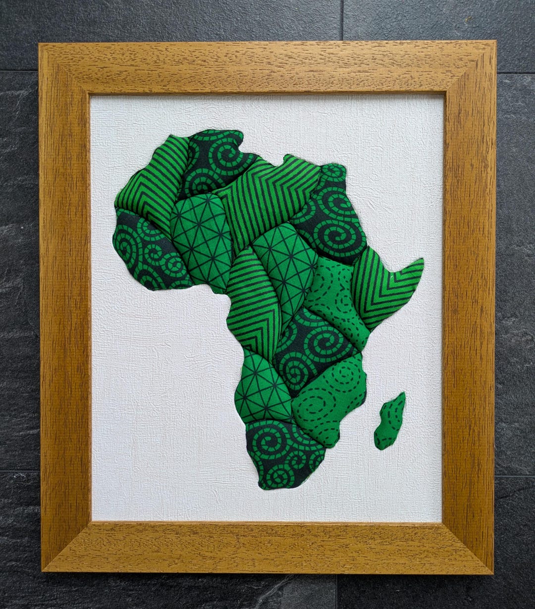 Africa Map - African Art - African Fabric Art - Textile Art - Framed ...