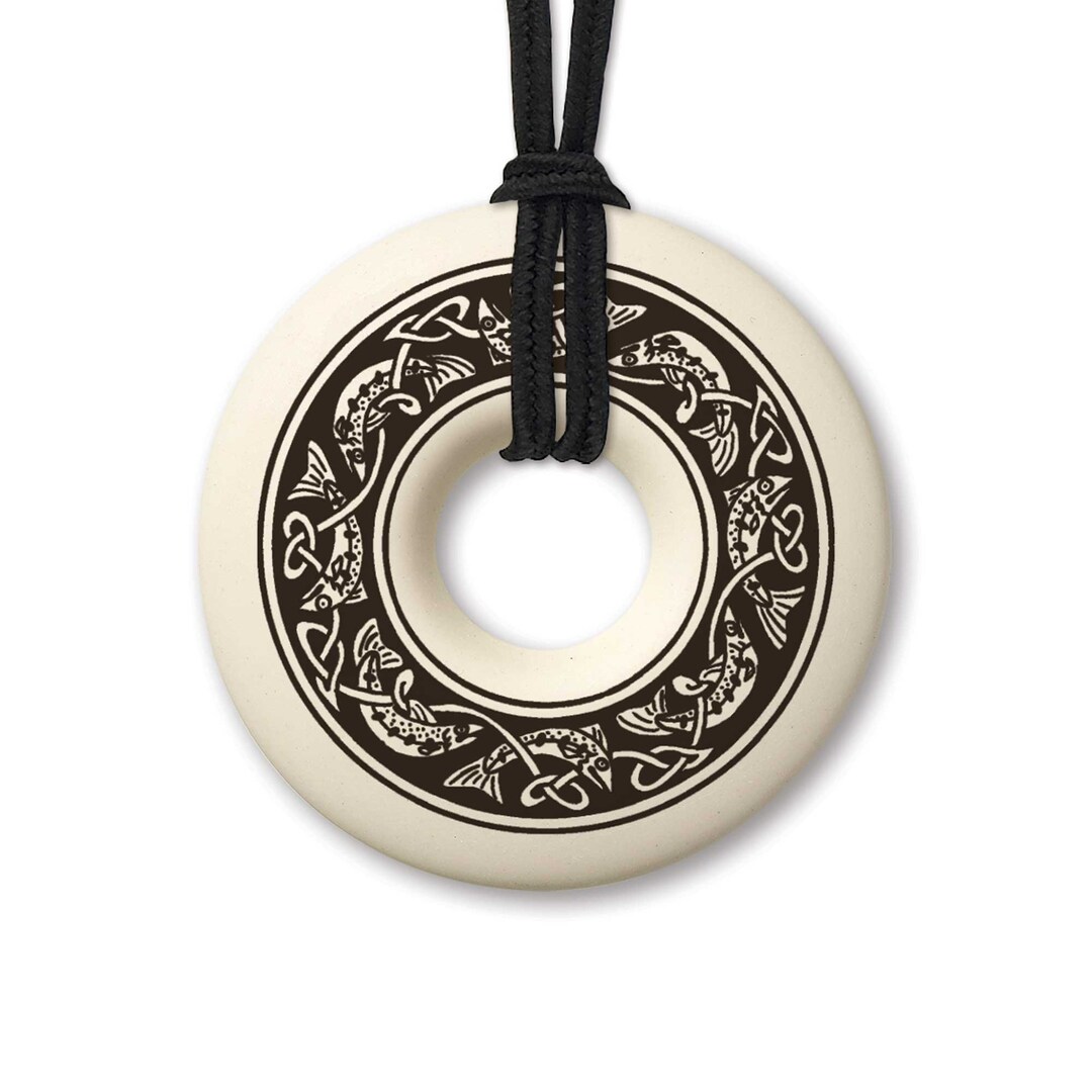 Celtic Fish Annulus Porcelain Pendant - Etsy