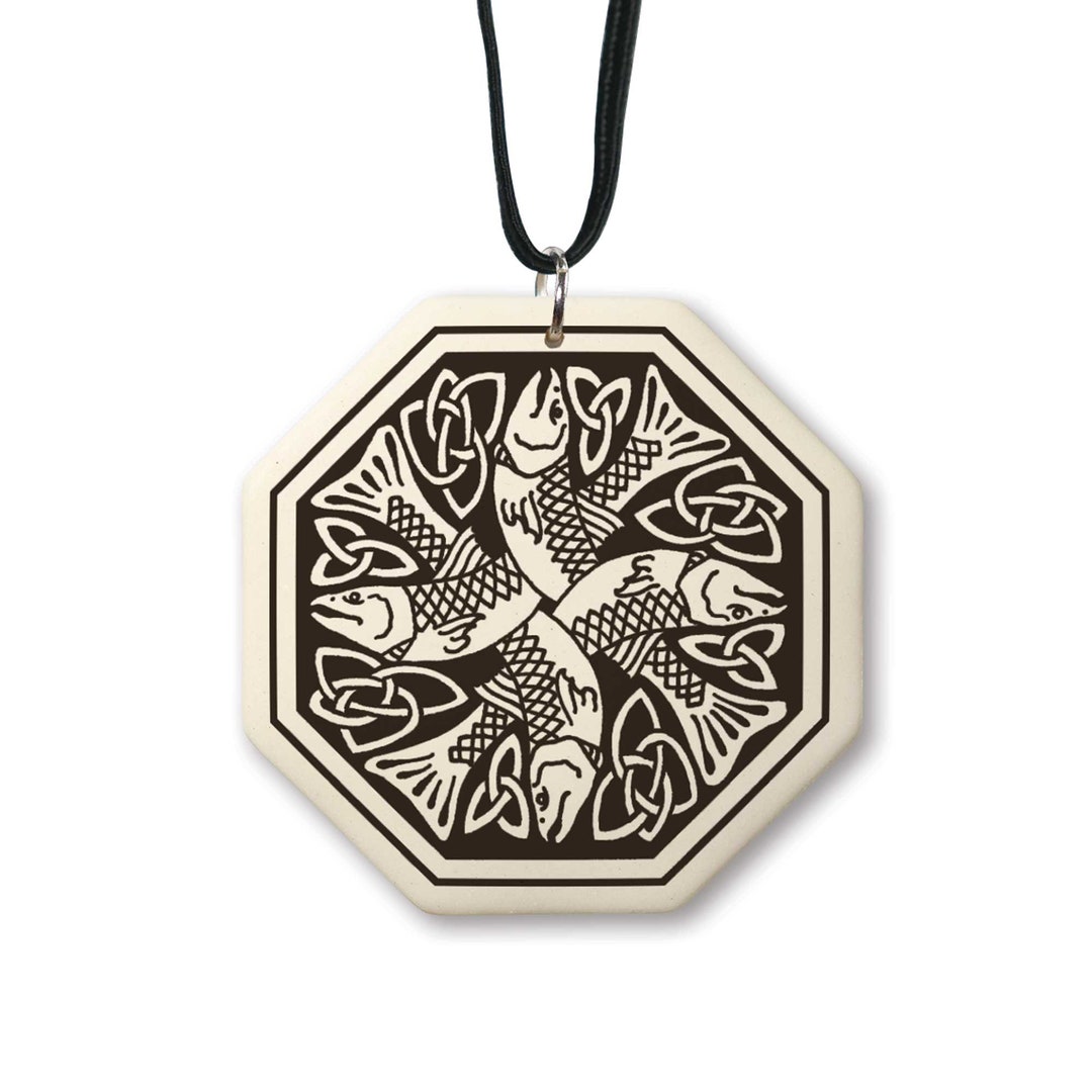 Celtic Fish Octagon Porcelain Pendant - Etsy