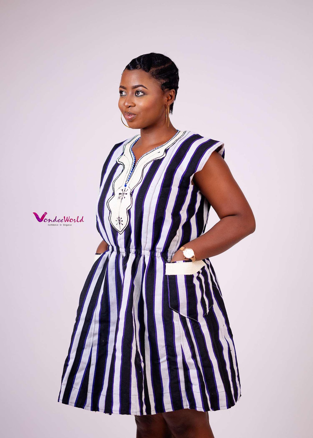 Daliri Sleeveless Smock Midi Dress| Smock Dress | Women Batakari Dress ...