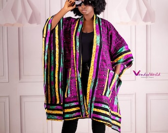 Poncho| Kimono |ankara Kimono | African Print Poncho Kimono Cape ...