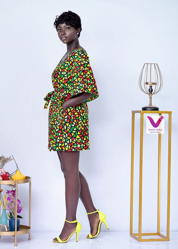 Ebo African Print Wrap Shirt Dress African print Blazier | Etsy