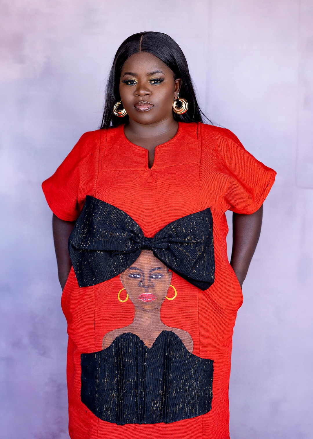 Hayaa Smock Artwork Dress | African Smock Dress With Hand Painted ...