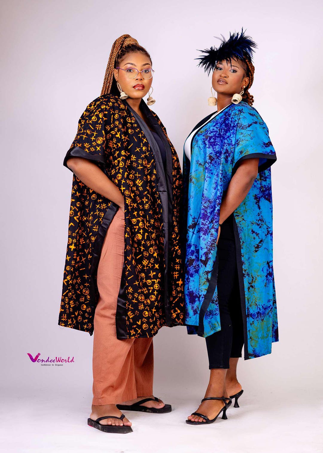 DENKYIRAH Poncho Kimono Cape- Black |ankara Kimono | African Print ...