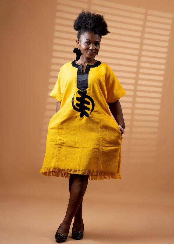 Gye Nyame Smock Dress african Smock Dress ghana Smock african Tunic Women Fugu Dress african Fabric african Fugu Women Batakari Etsy