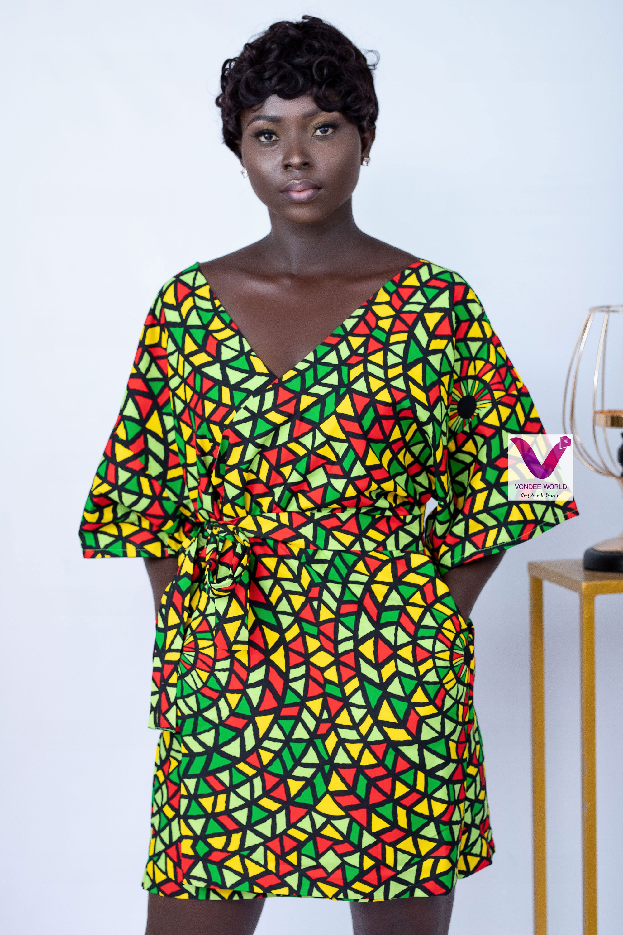 Ebo African Print Wrap Shirt Dress African Print Blazier, Ankara Wrap ...