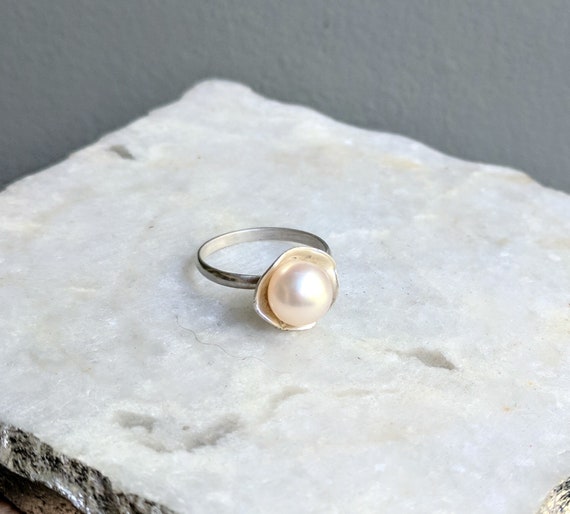 Pearl Engagement Ring. Mermaid Ring. Unique Engagement Ring. | Etsy