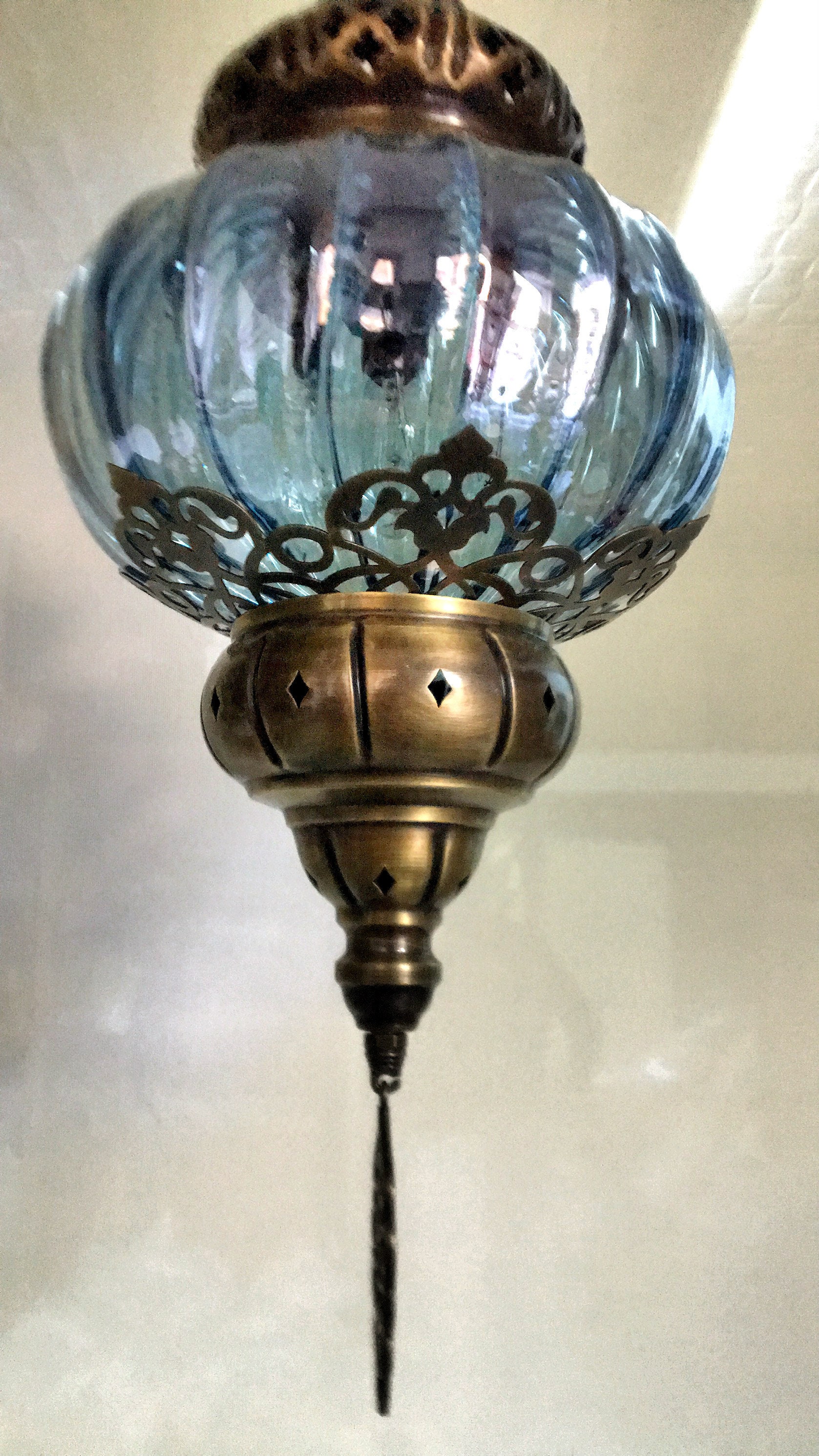 Shiny Blue Hanging Lamp,hanging Light,morocco Light,morocco Lighting ...