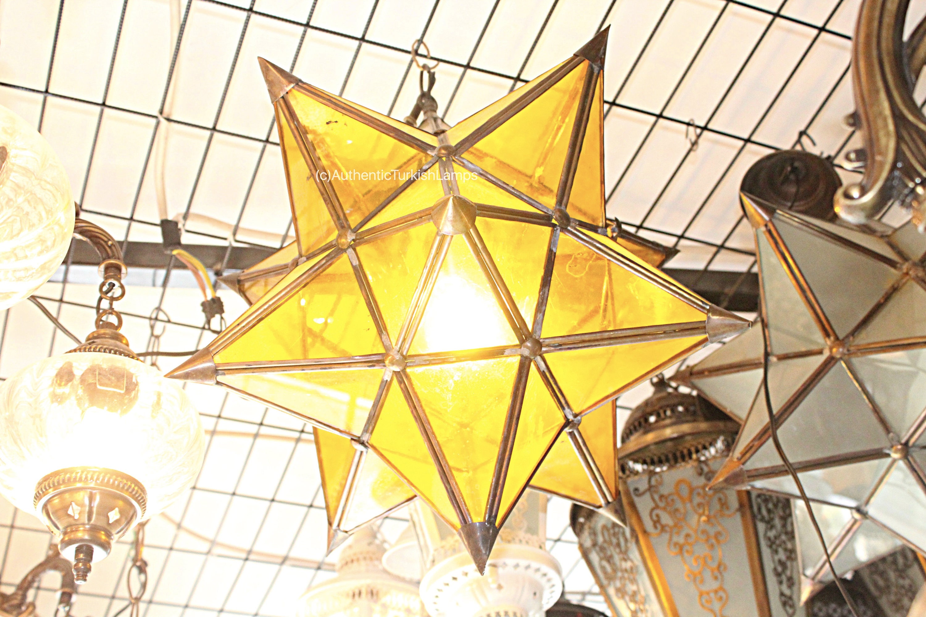 Star Lampstar Lightinghanging Lampmoroccan Lightmoroccan | Etsy