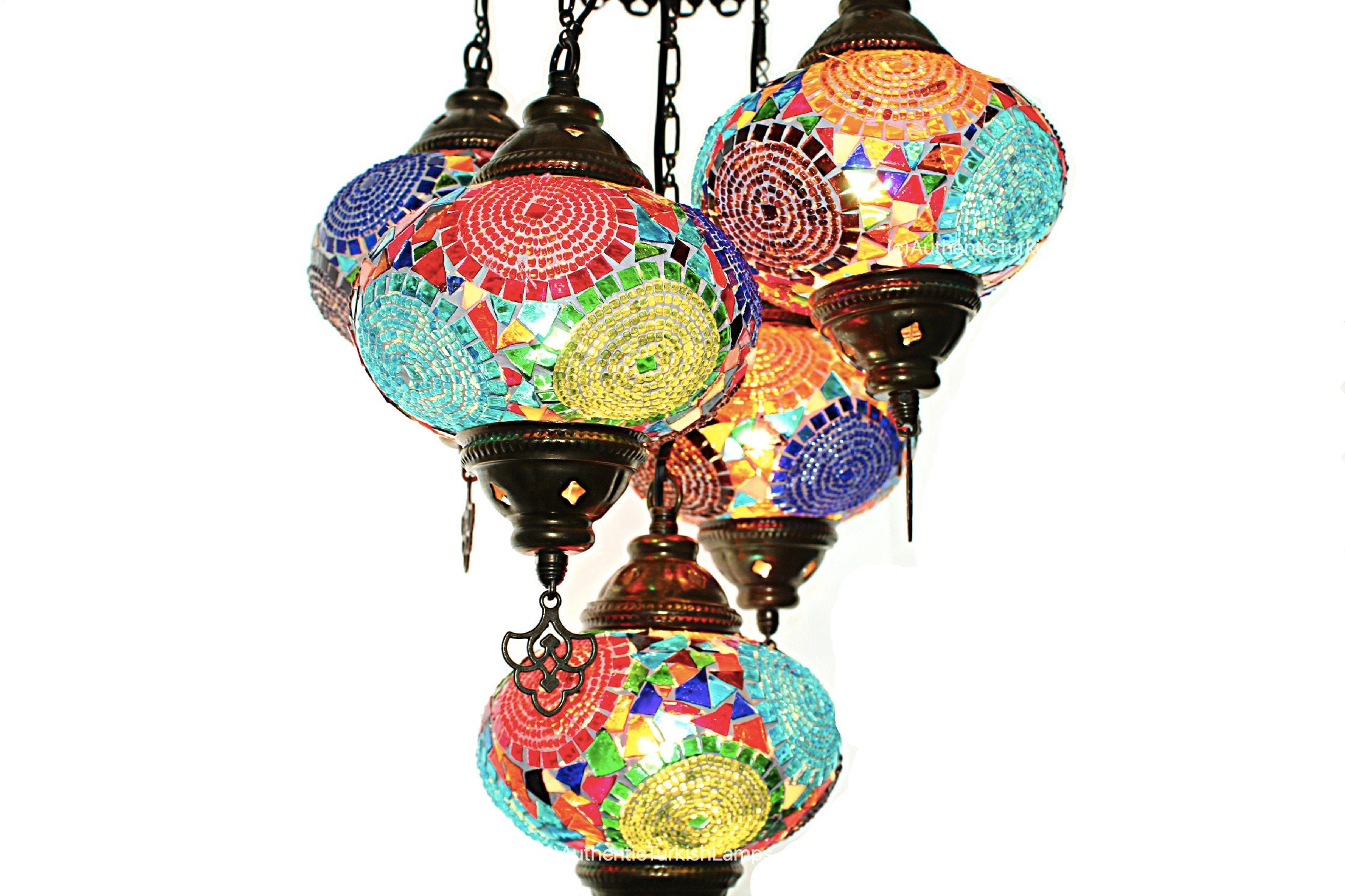 5 Ball Mosaic Lamps, Morocco Lantern, Chandelier,turkish Light, Hanging ...