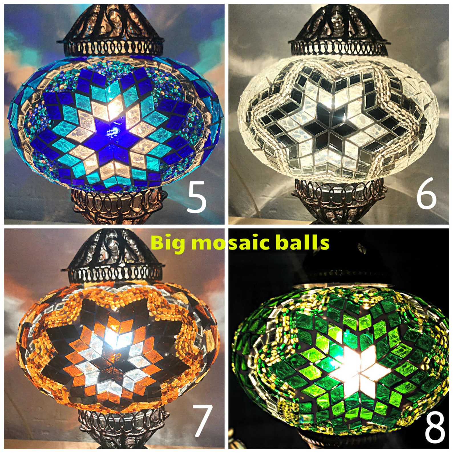 15 Ball Arabian Mosaic Chandelier,mosaic Chandelier, Morocco Lantern ...