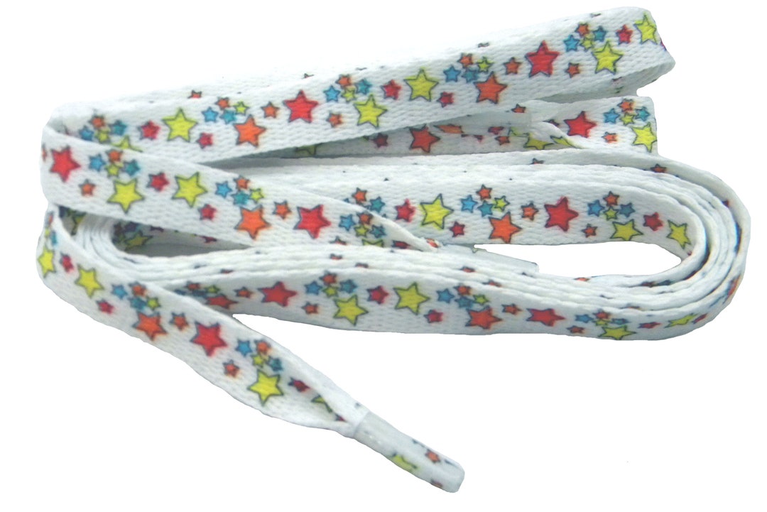 1 Pair - Shooting Star, Specialty Printed Shoelaces, 8mm Wide Flat ...