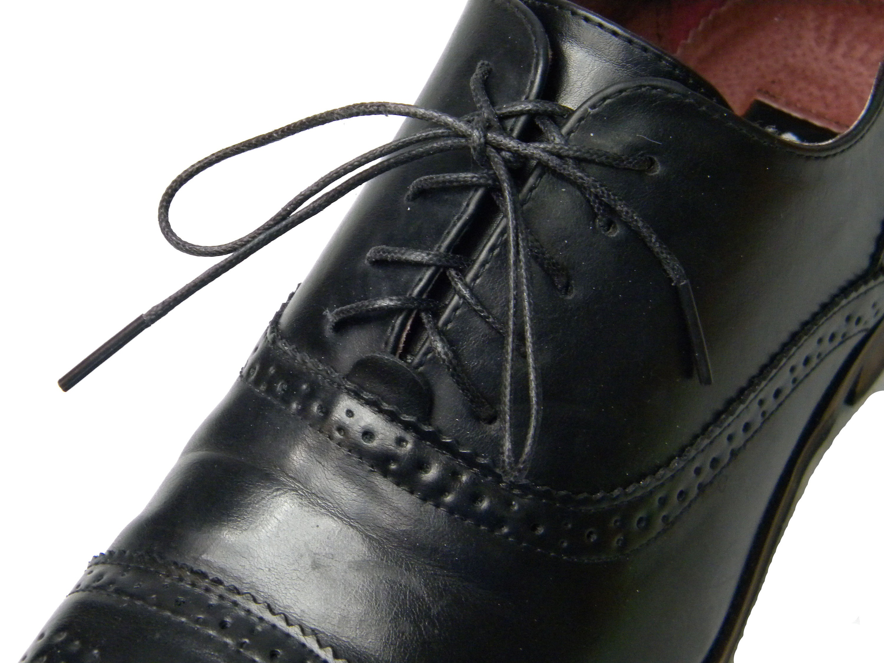2 Pair - Black, Waxed Wingtip Style Dress Shoelaces 2 Mm Round Thin ...