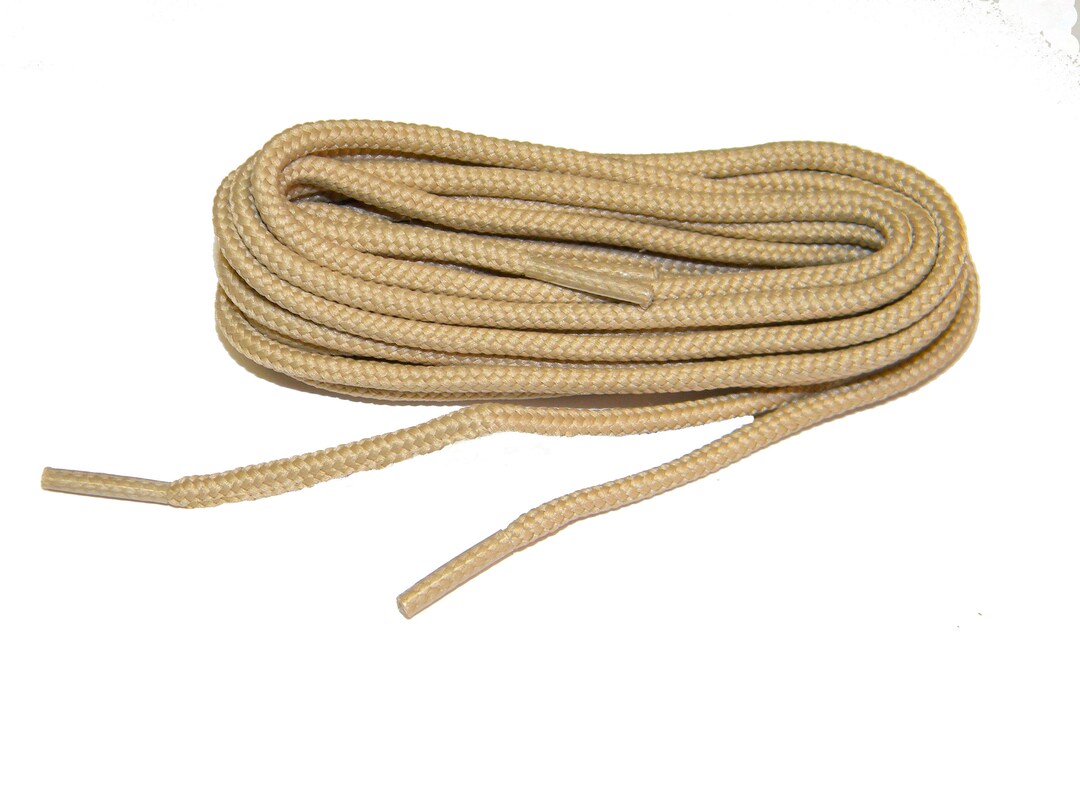 2 Pair Pack - Tan, Extra Long, Durable Polyester Boot Laces, 4mm Thick ...