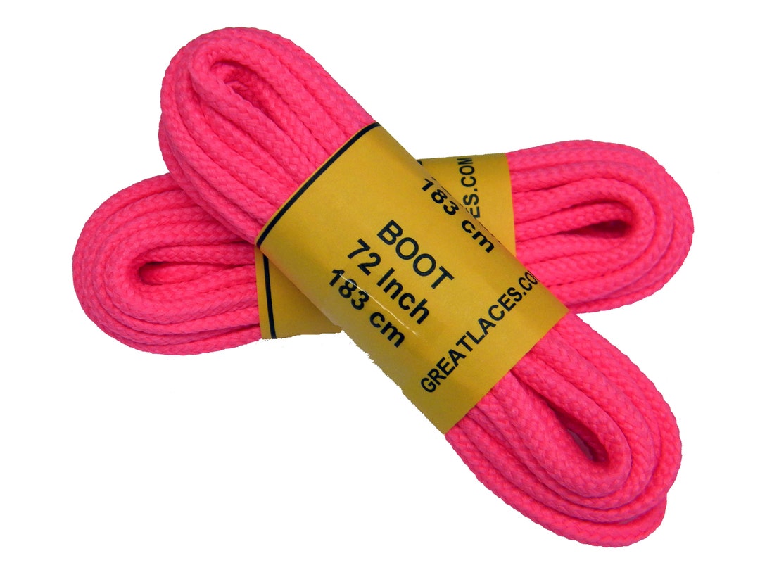 2 Pair Pack - Neon Pink, Extra Long, Durable Polyester Boot Laces, 4mm ...