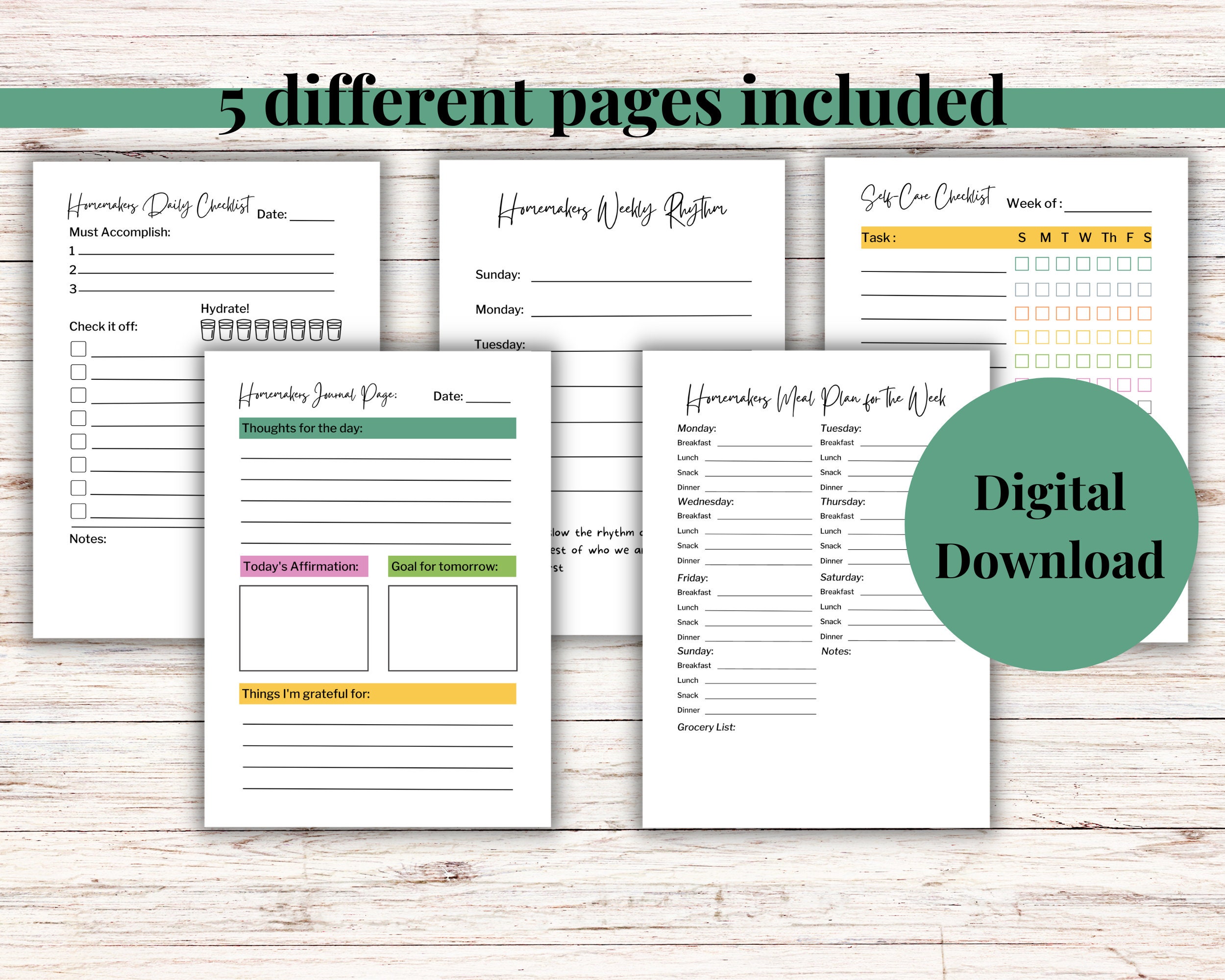 Homemaker's Planner Homemaking Planner Gift for Her Self-care Checklist ...