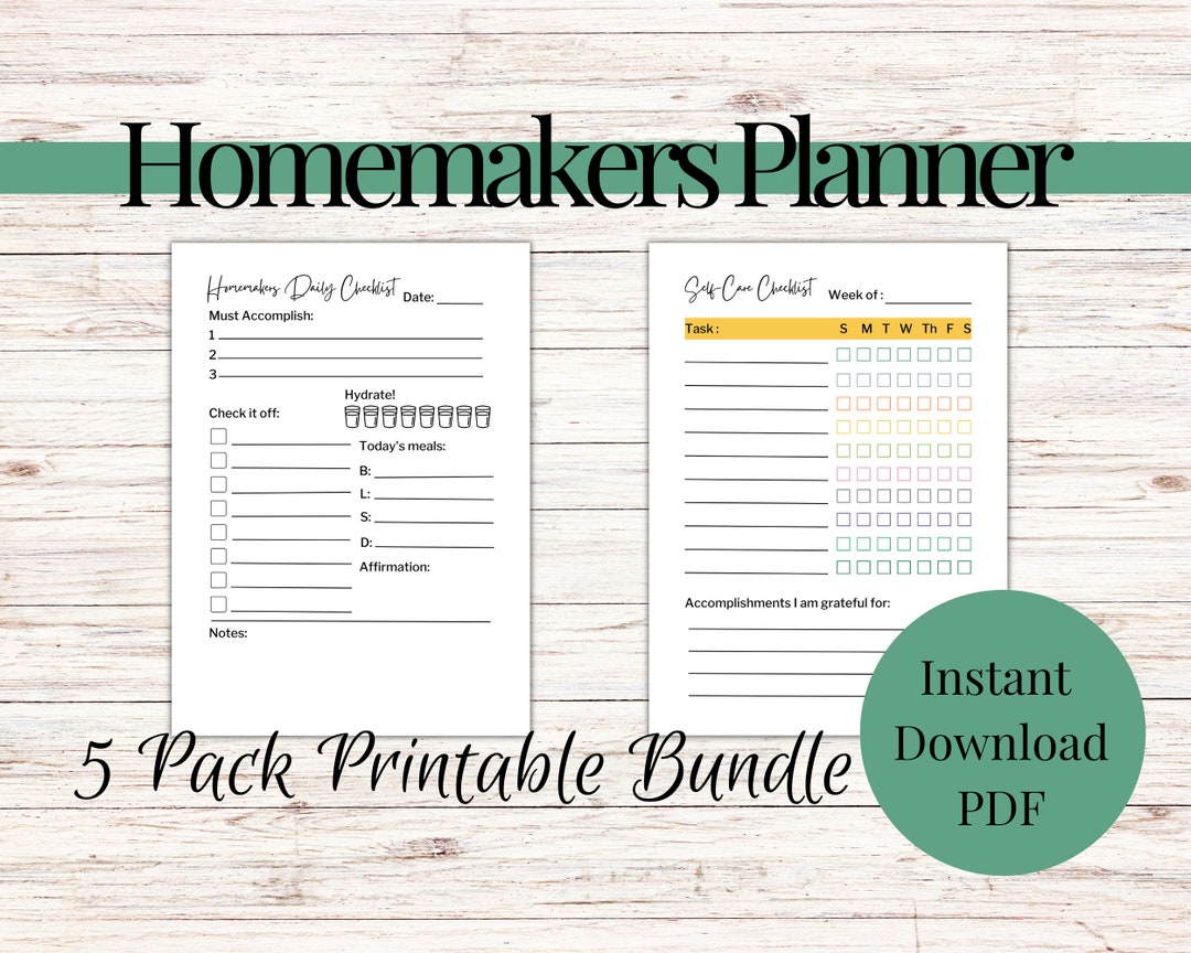 Homemaker's Planner Homemaking Planner Gift for Her Self-care Checklist ...