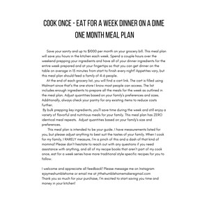 Dinner on a Dime Meal Plan for Families - Etsy
