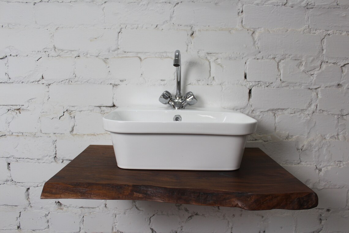 Live Edge Custom Wood Bathroom Vanity Rustic Floating Shelf - Etsy