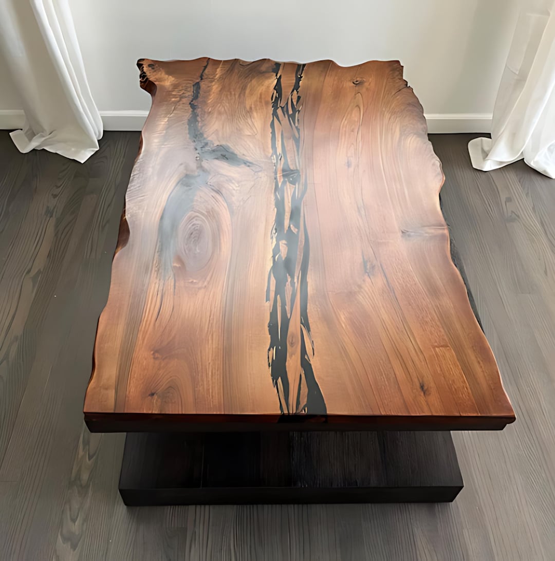 Live Edge Mid Century Table, Minimalist Coffee Table, Bedroom Table ...