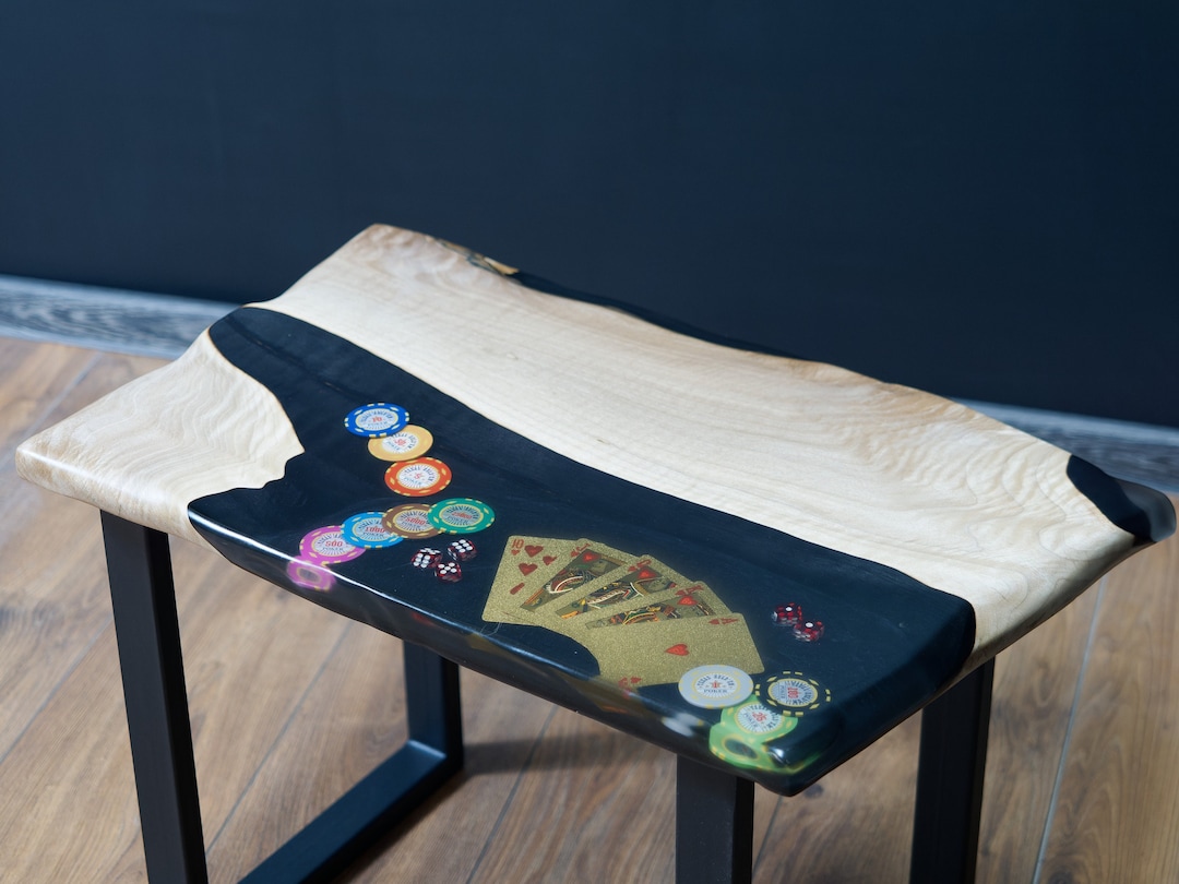 Unique Walnut Epoxy Dining Table, Custom Poker Table, Gambling Table ...