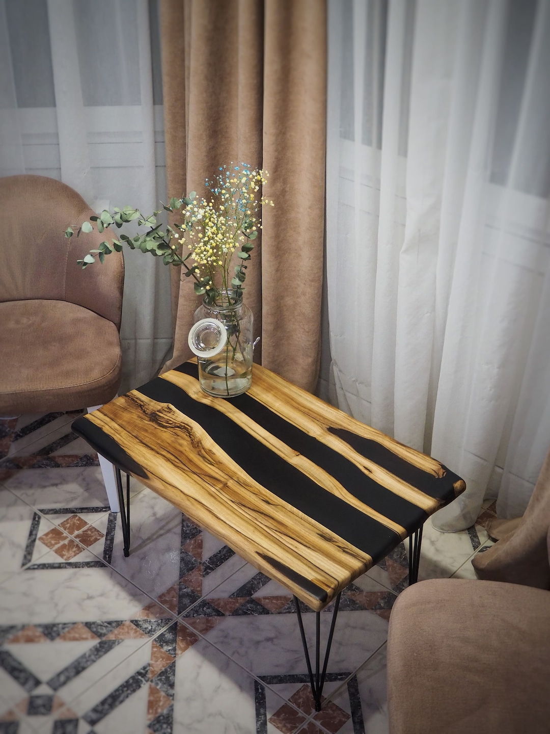 Live Edge Hand Made Coffee Table, Unique Natural Walnut Resin Epoxy ...