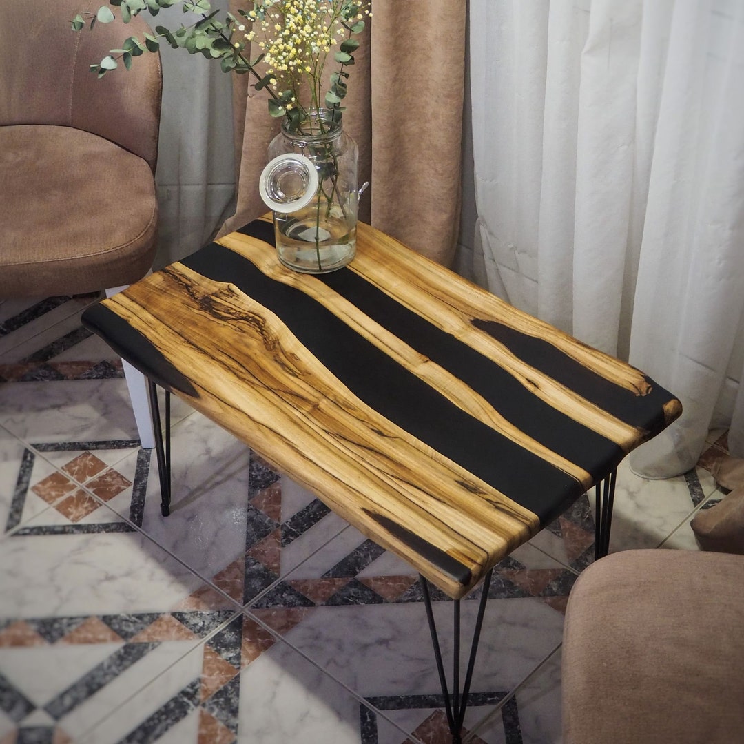 Handmade Walnut River Coffee Table, Modern Epoxy Tea Table, Solid Wood ...