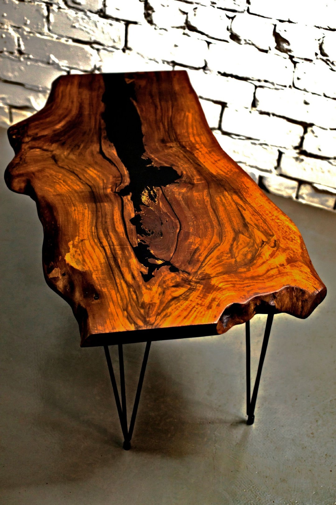 Fancy Wood Live Edge Table, Modern Coffee Table, Entry Room Table, Mid ...