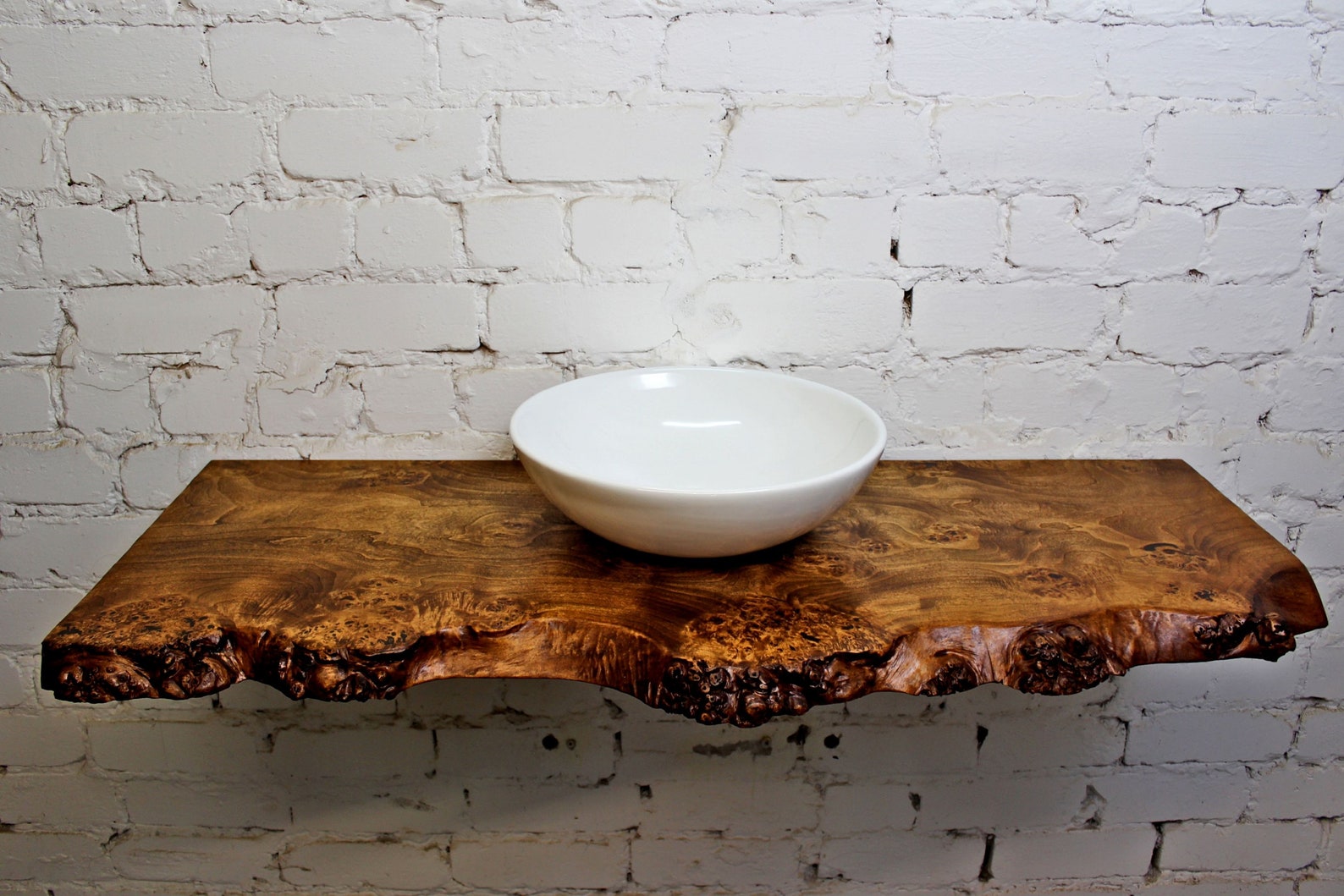 Poplar Wood Live Edge Bathroom Vanity, Farmhouse Wood Shelf, Handmade ...