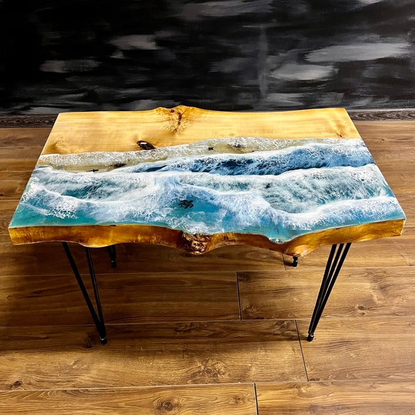 Live Edge Resin Ocean Coffee Table - Etsy