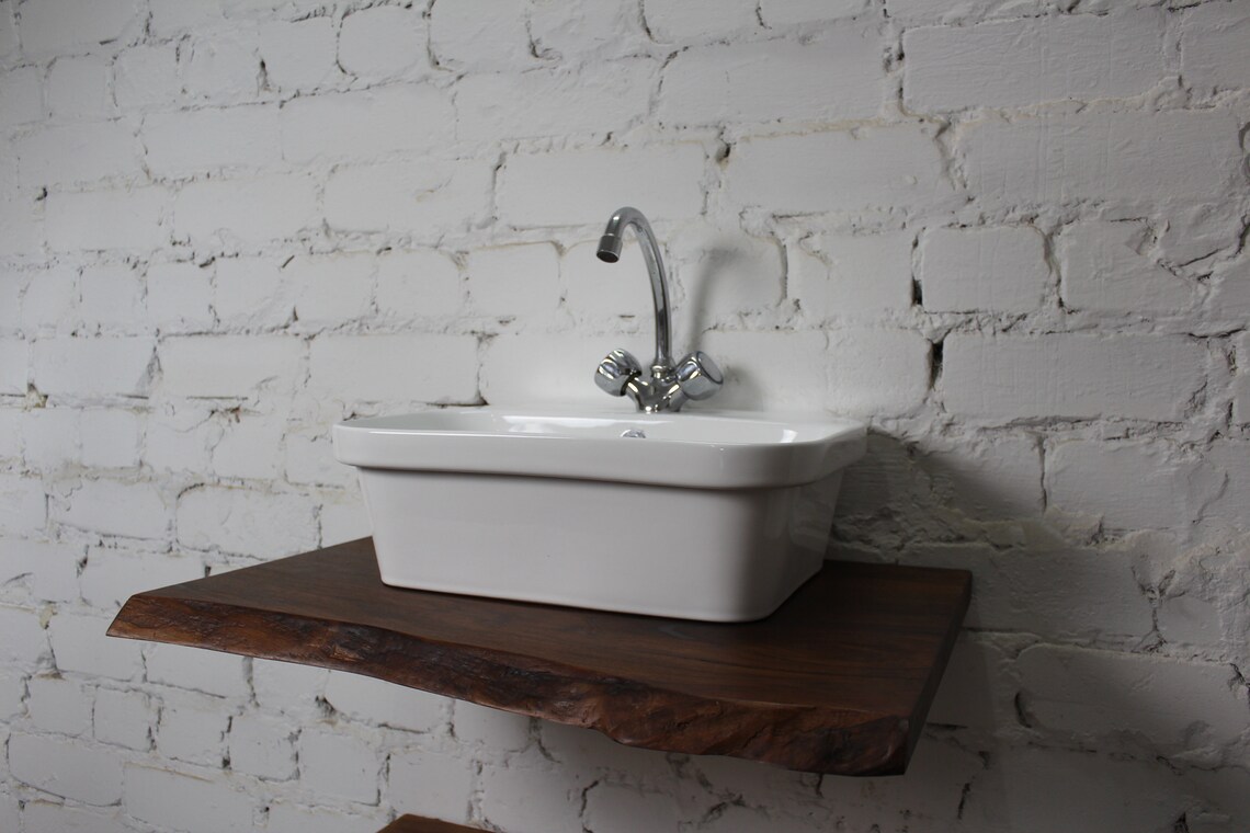 Live Edge Custom Wood Bathroom Vanity Rustic Floating Shelf - Etsy