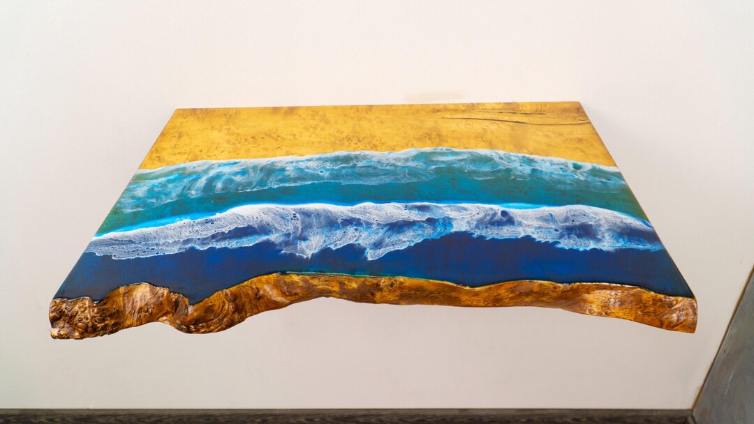 Wood Epoxy Shelf, Ocean Wave Shelf, Center Table, Floating Shelf ...