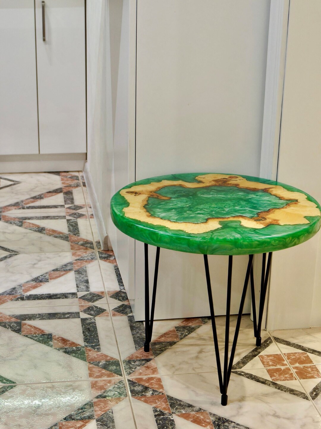 Custom Emerald Coffee Table, Resin Coffee Table, Side Table, Ocean ...