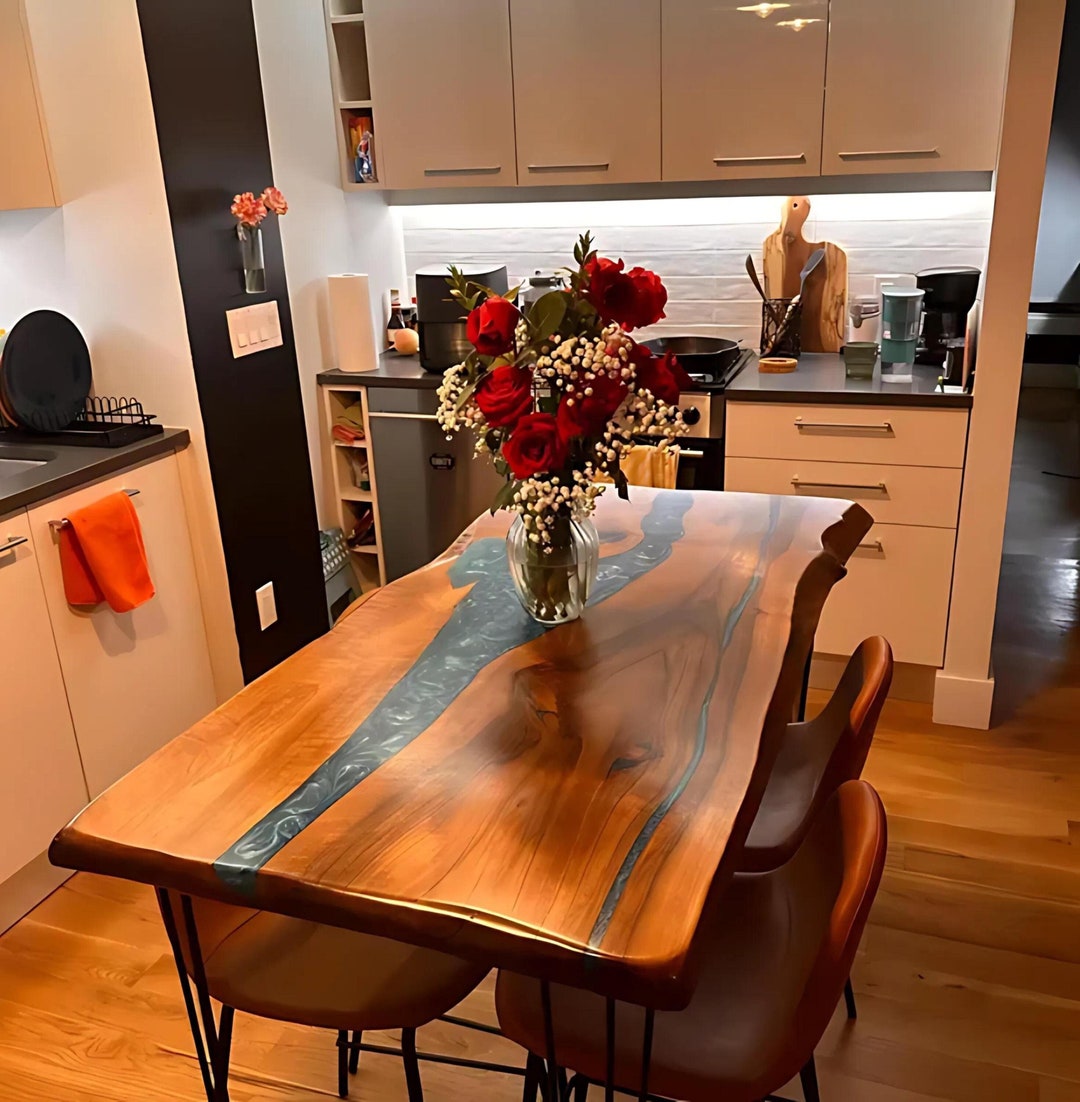 Walnut Dining Table, Kitchen Countertop, Wood Kitchen Table, Live Edge ...