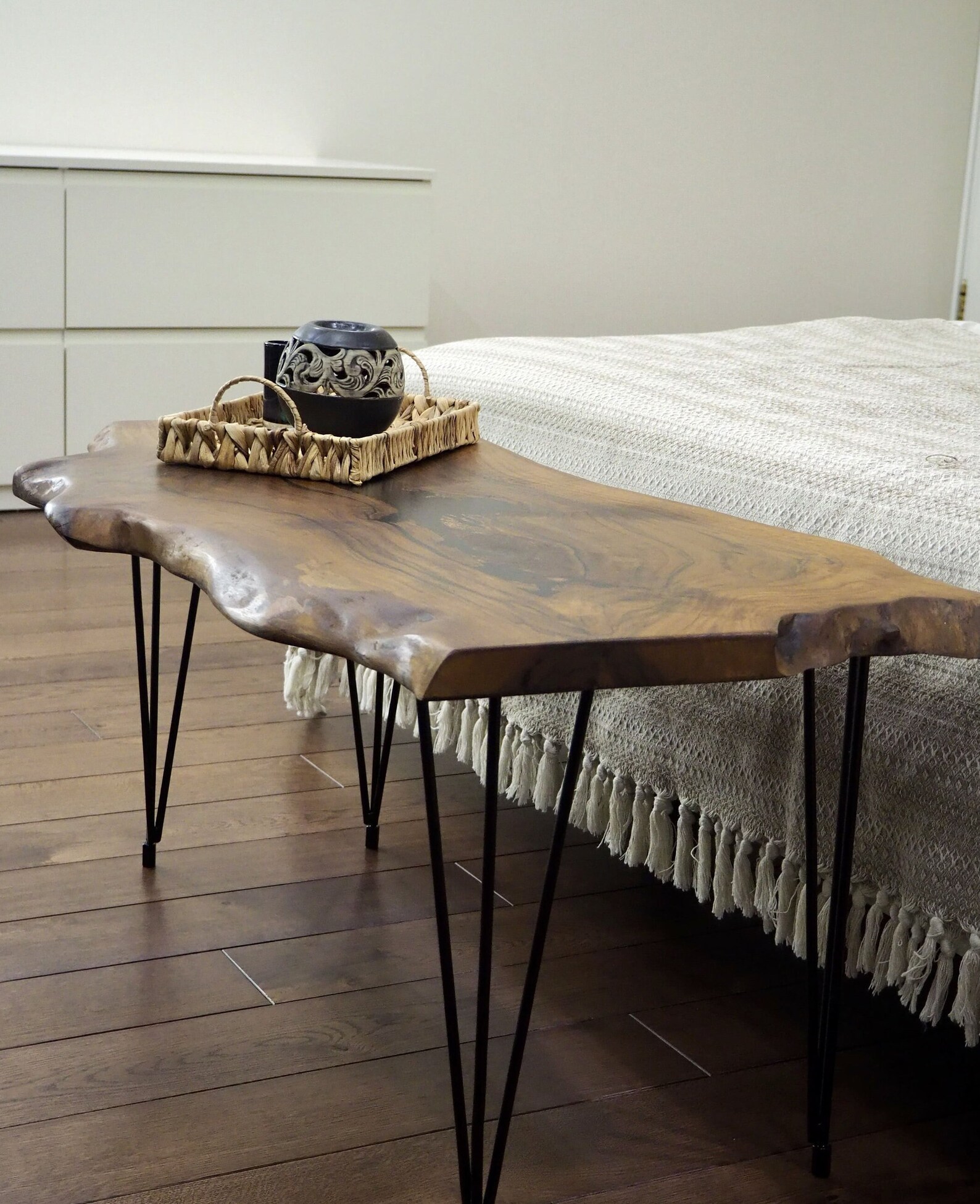 Solid Wood Table, Walnut Live Edge Table, Mid Century Table, Living ...